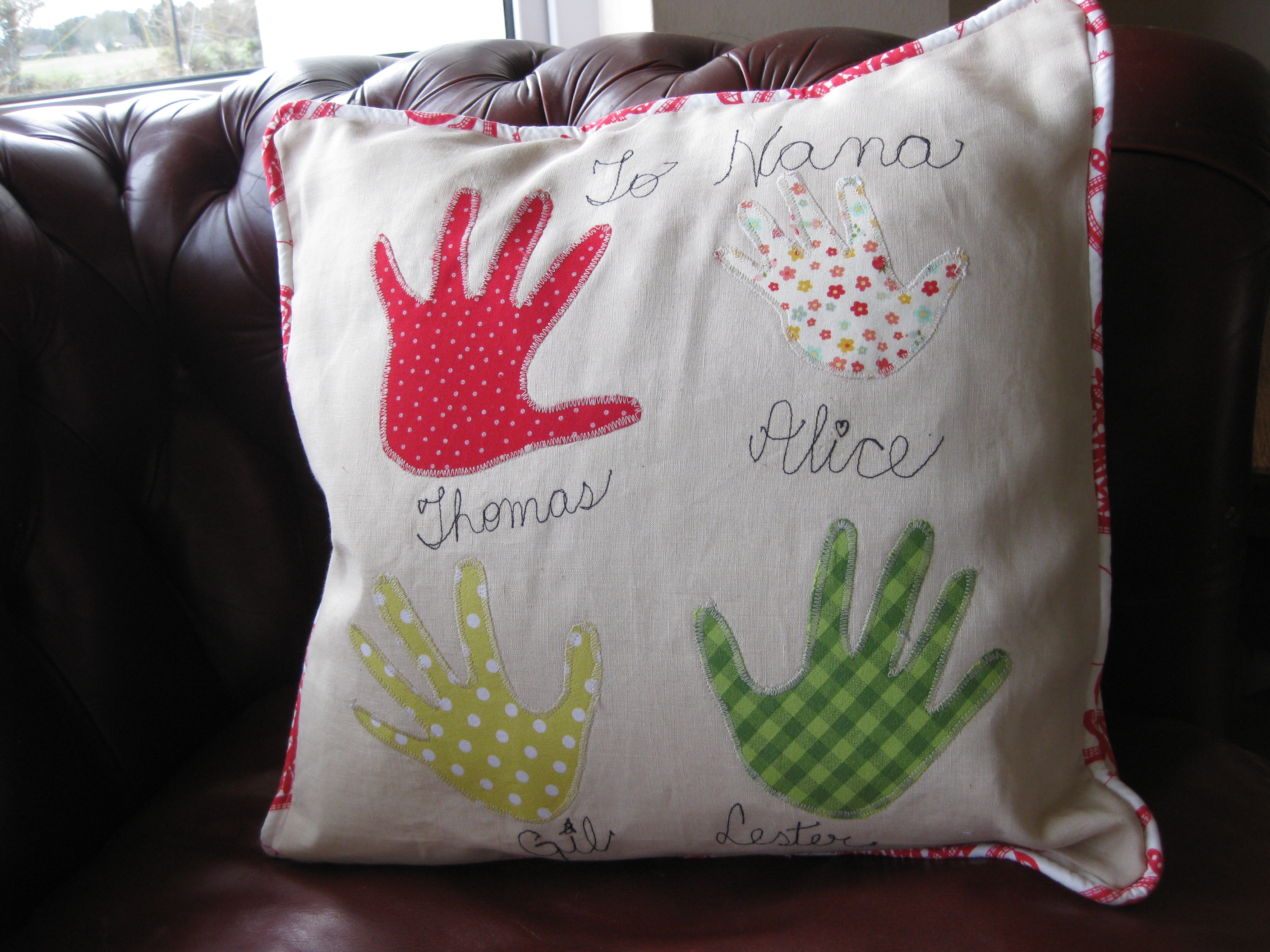 Personalised Handprint Cushion - Family Cushion - Heirloom /keepsake ...